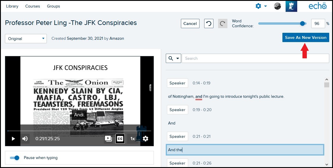 How to Access and Use of the Transcript Editor