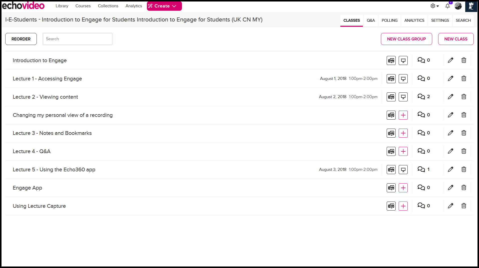Adding a Class Group to a section (module)