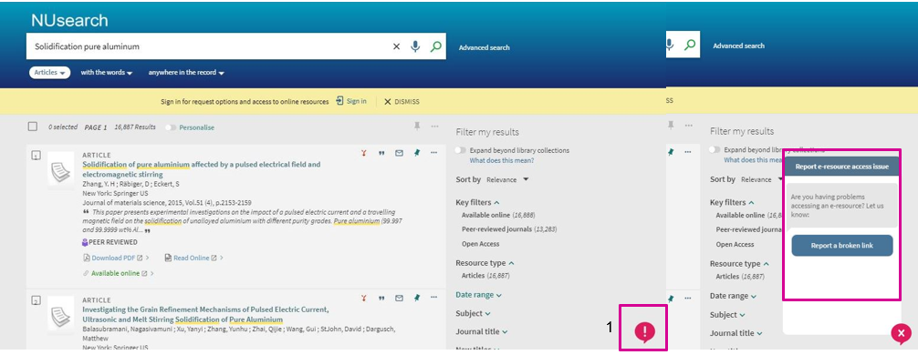 Using NUsearch to Find Journals (Articles) on a Topic